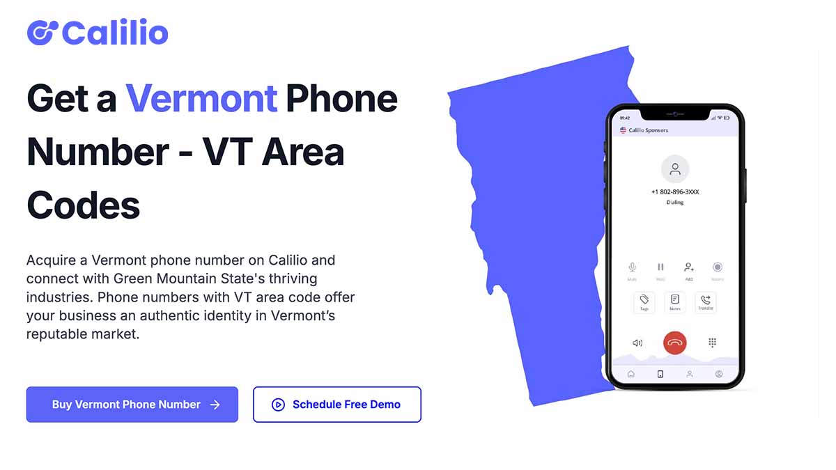 Get Vermont Phone Number - Local Area Code 802 | Calilio